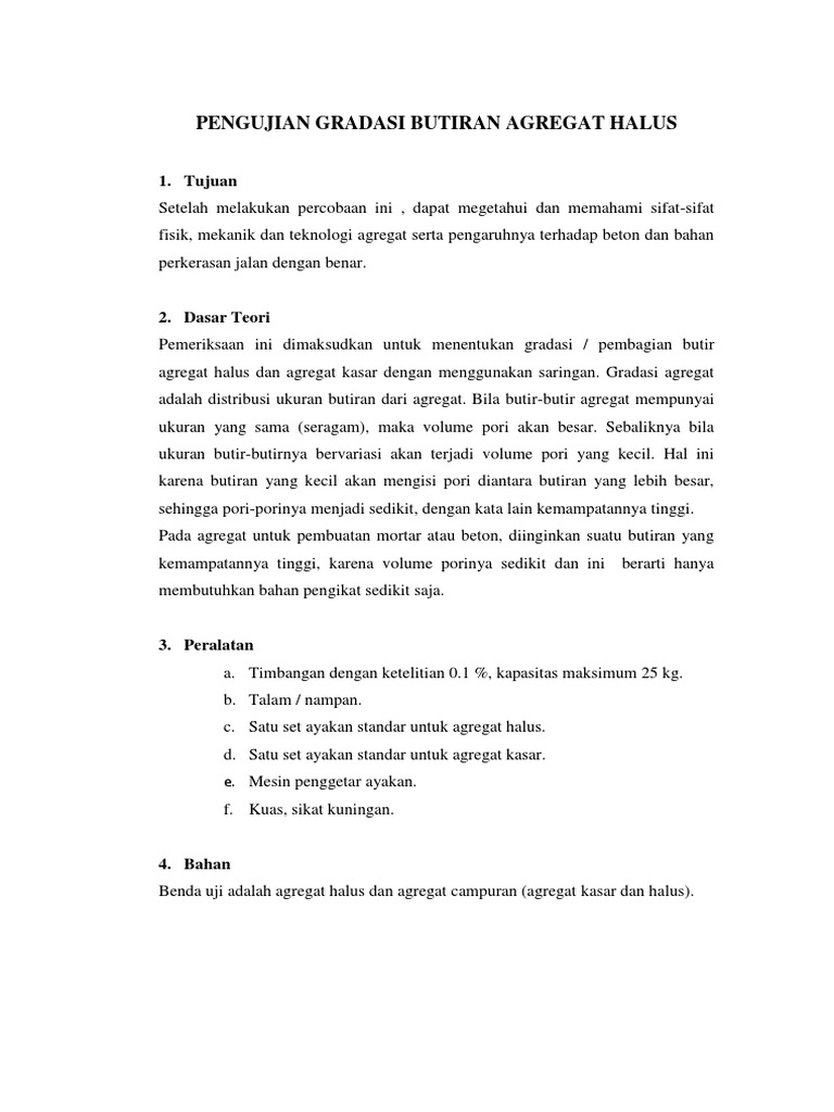 6.pengujian Gradasi Butiran Agregat Halus Dan Kasar-2 | PDF