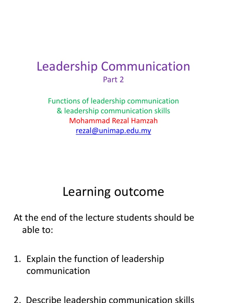 DUW123 Leadership Communication Part 2 | PDF | Leadership | Competence ...