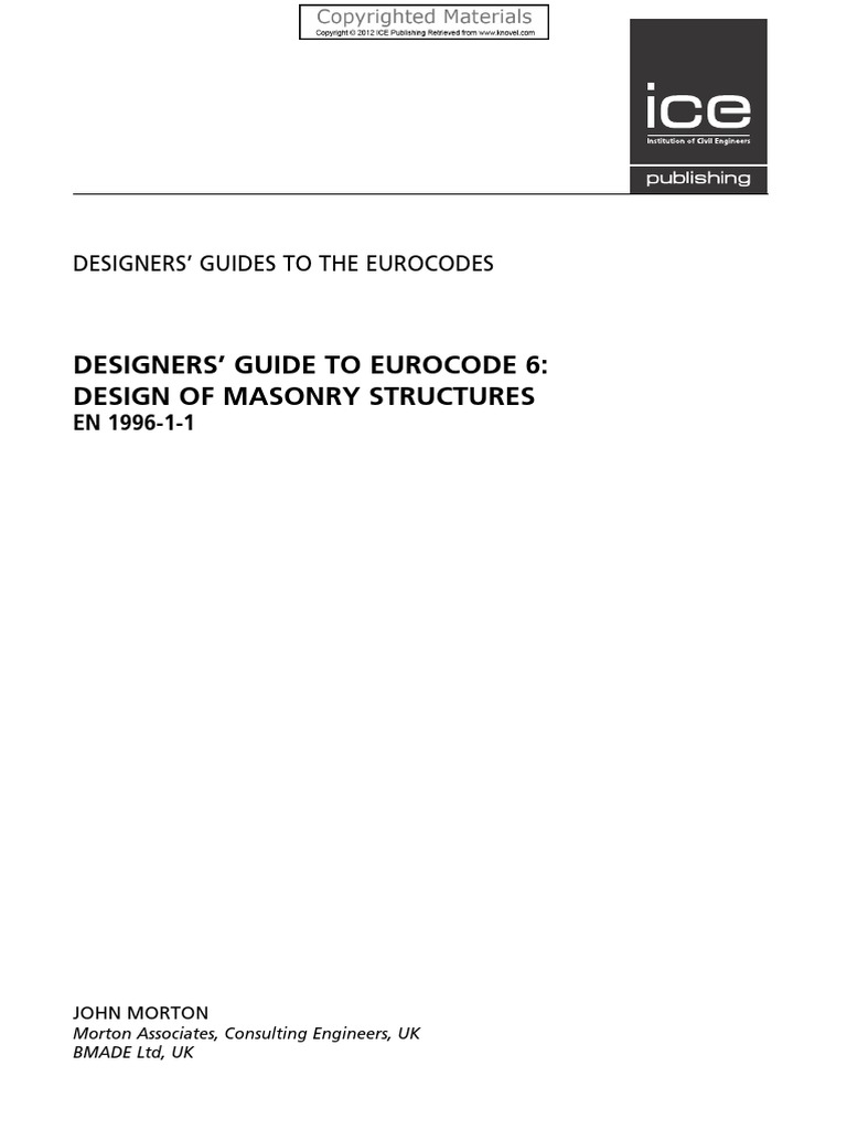 Designers Guide To Eurocode 6 Design of Masonry Structures EN 1996 1 1 ...