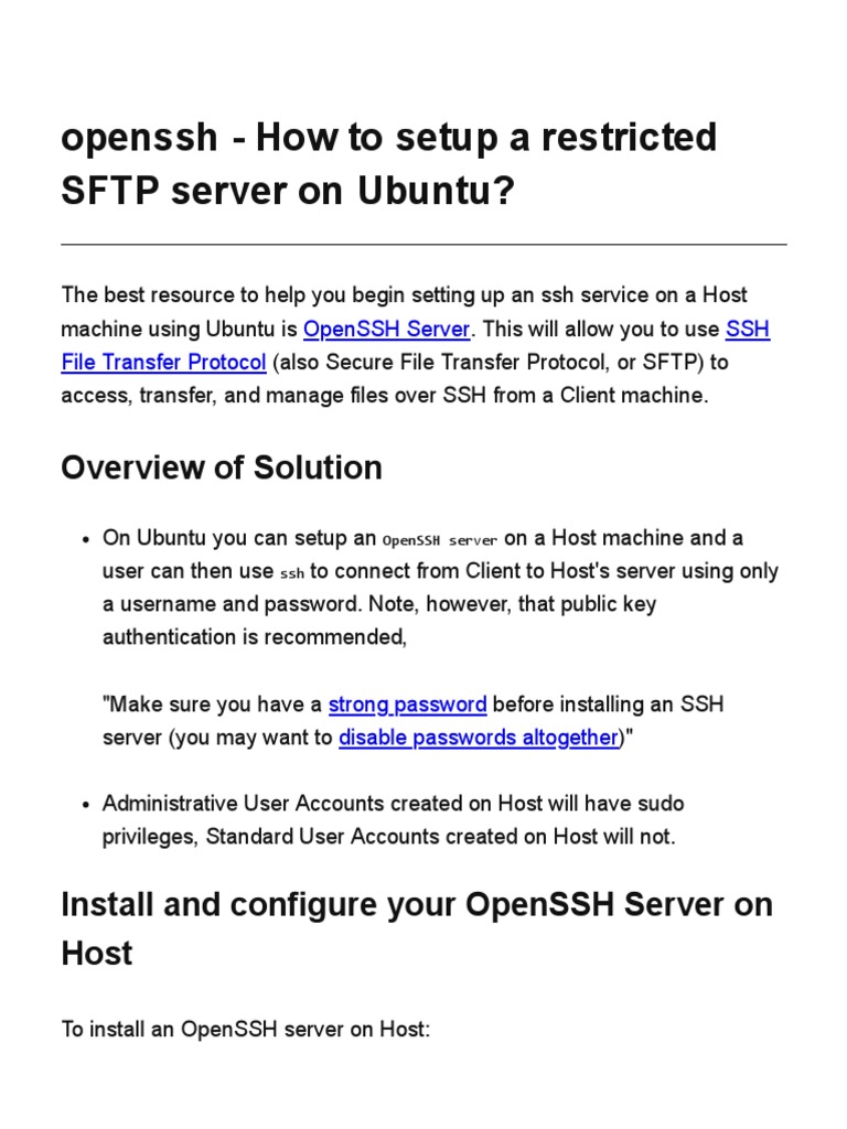 Configure OpenSSH SFTP on Ubuntu | PDF | Secure Shell | Port (Computer ...