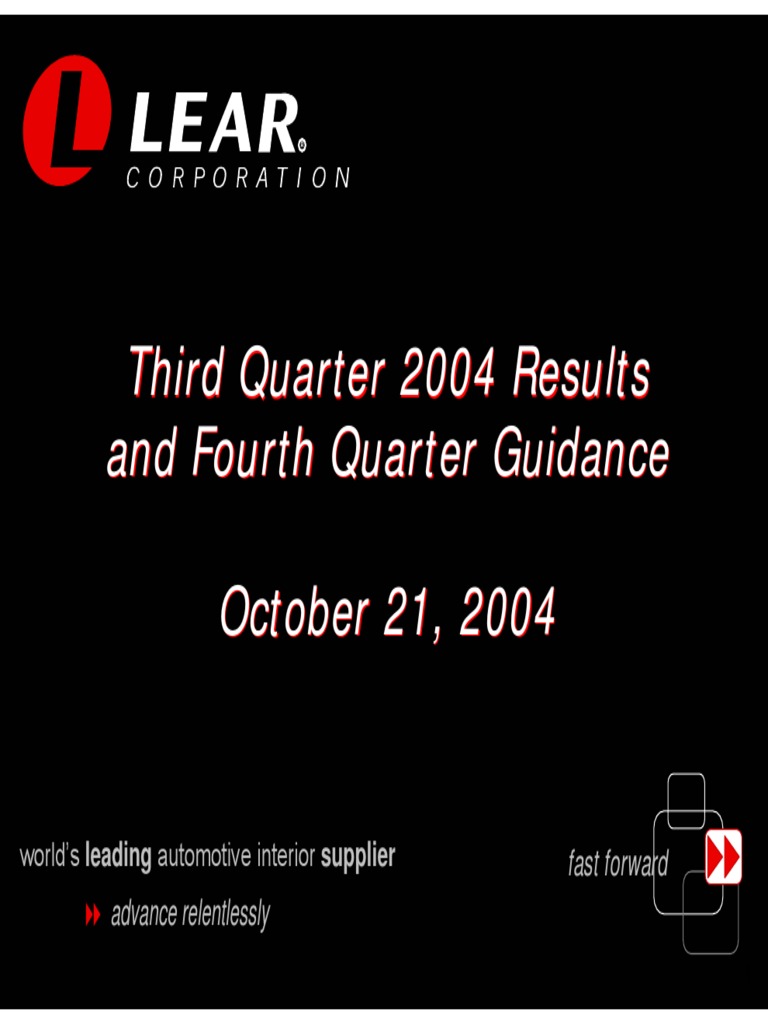 Third Quarter 2004 Results and Fourth Quarter Guidance October 21, 2004 ...