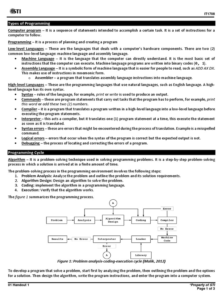 01 Handout 1 | PDF | Assembly Language | Computer Program