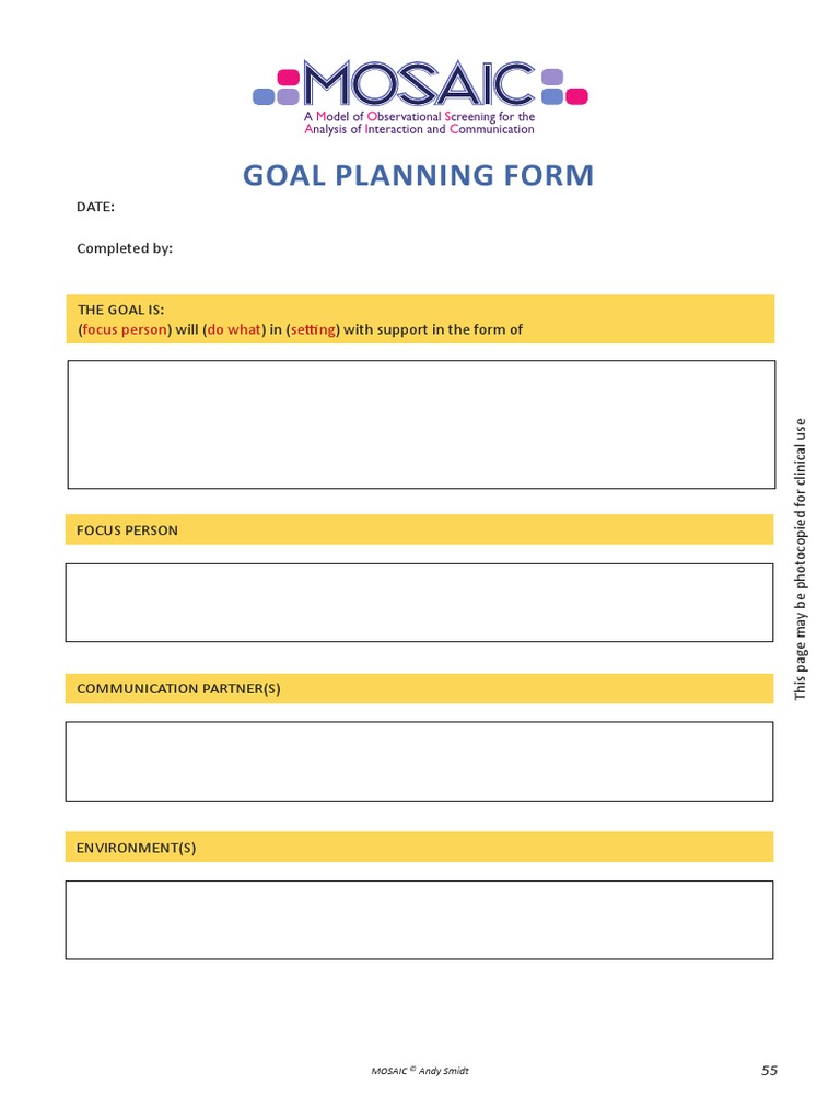 MOSAIC Goal Planning Form | PDF