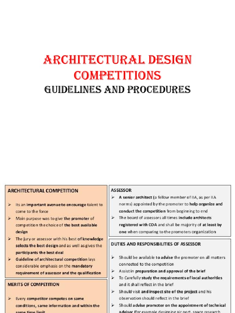 Architectural Competition Guidelines | PDF