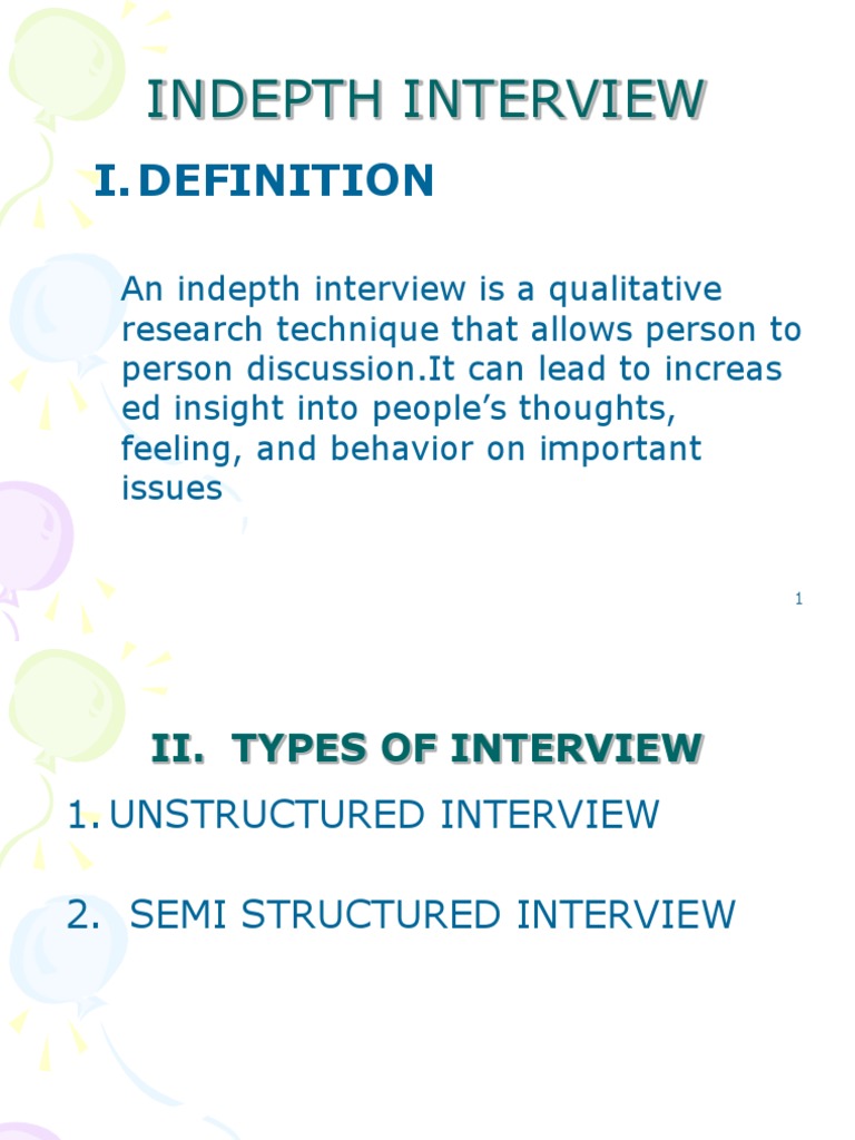 Indepth Interview: I.Definition | Download Free PDF | Interview | Question