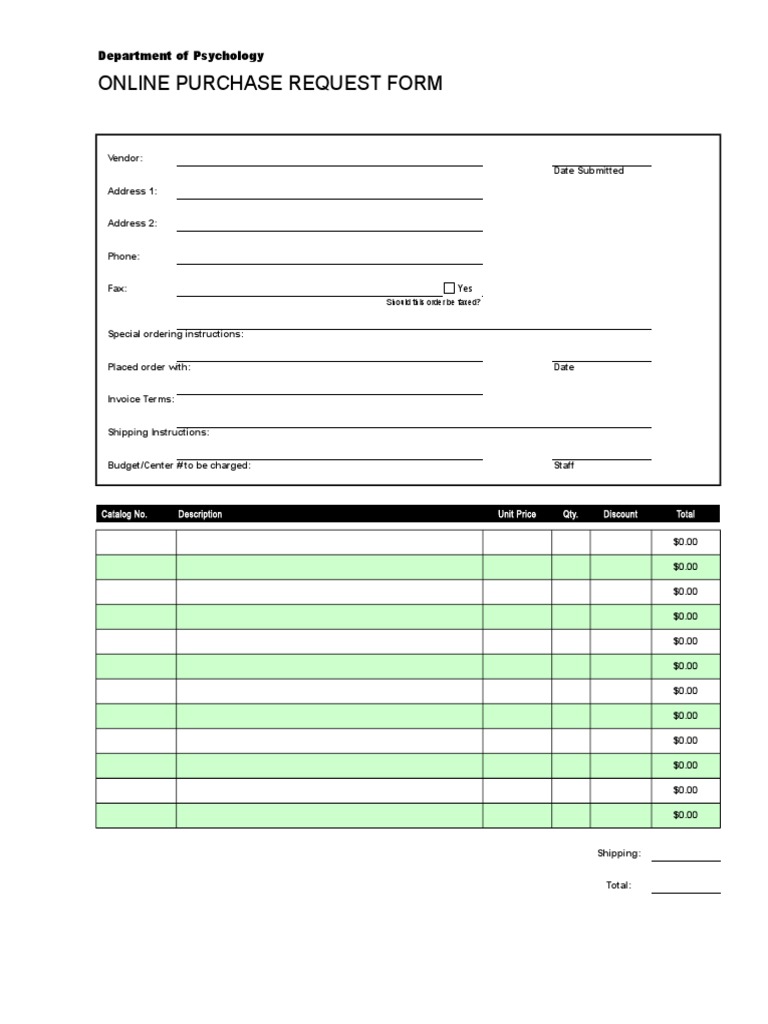Online Purchase Request Form | PDF