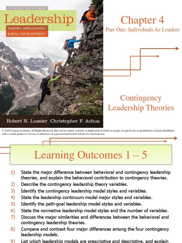 Chapter 4 Contingency Leadership Theories | PDF | Leadership | Theory
