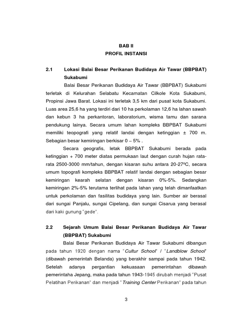 Bab II Laporan PKL Bbpbat Sukabumi | PDF
