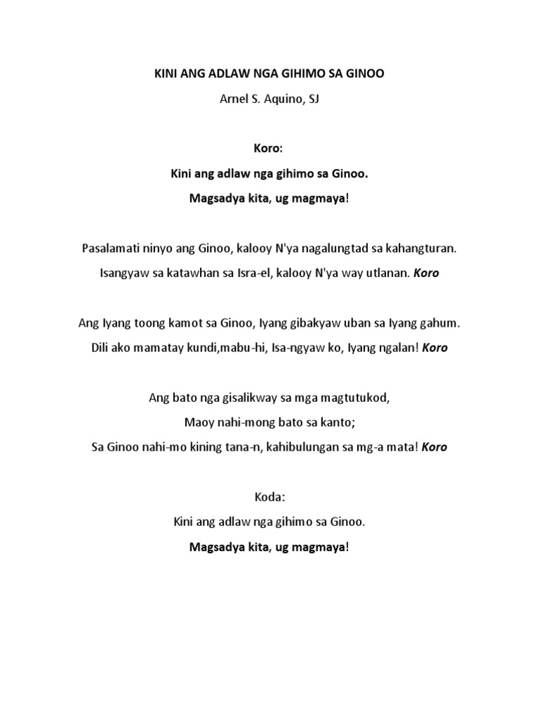Kini Ang Adlaw Nga Gihimo Sa Ginoo | PDF
