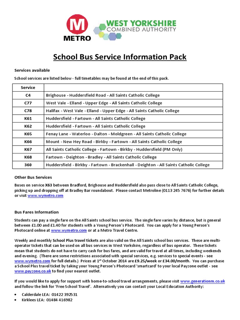 School Bus Information | PDF | Public Transport | Road Transport