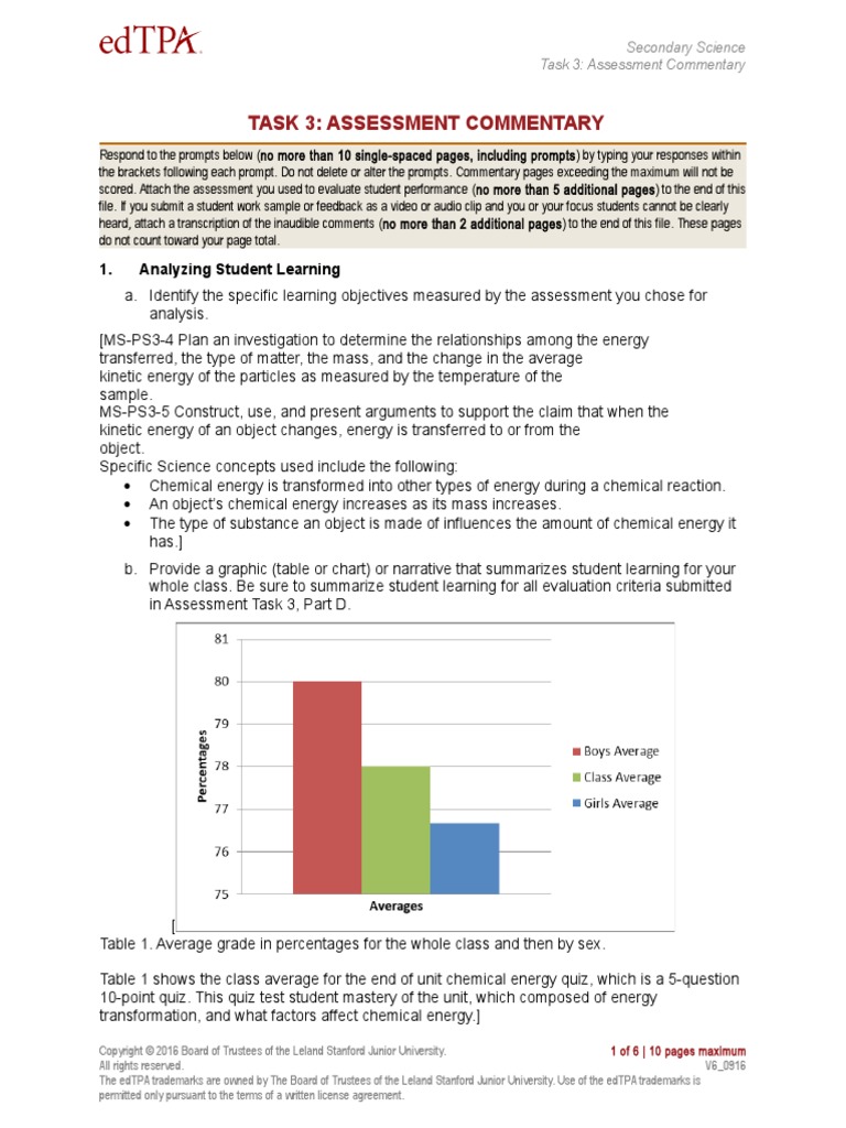 Edtpa Ses Assessment Commentary Green | PDF | Question | Trademark