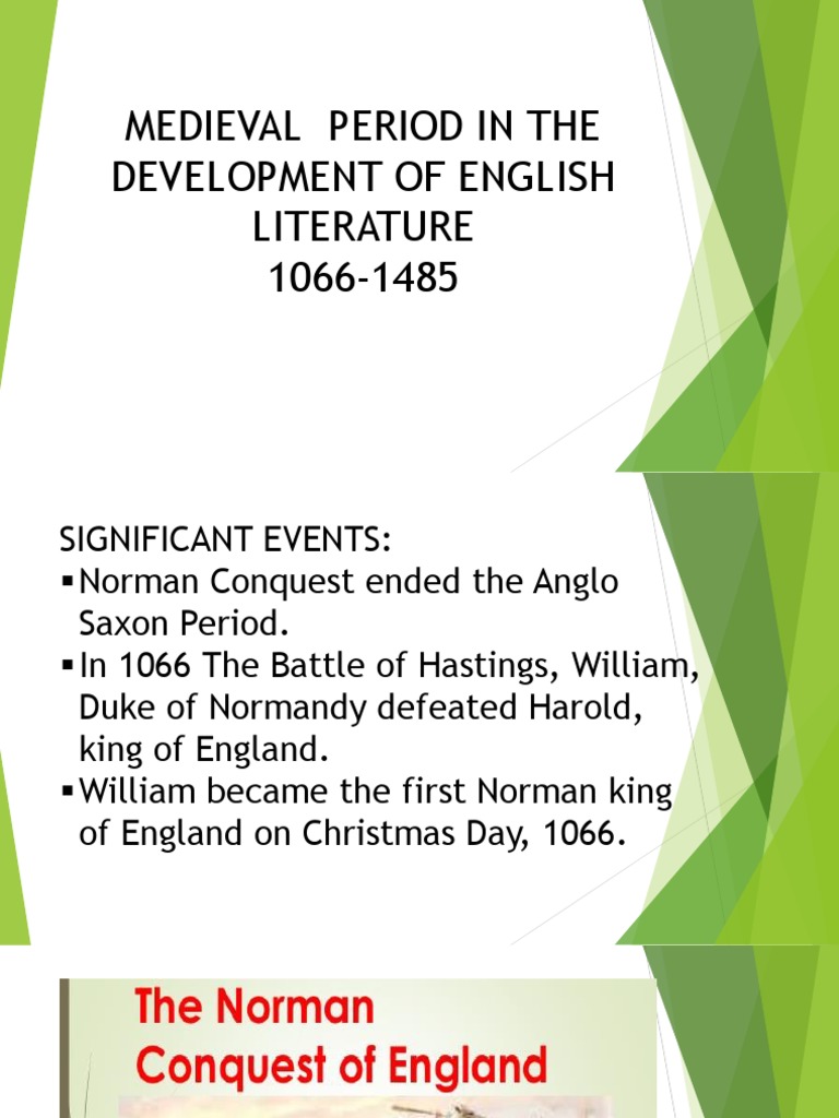 The Development of English Literature During the Medieval Period from ...