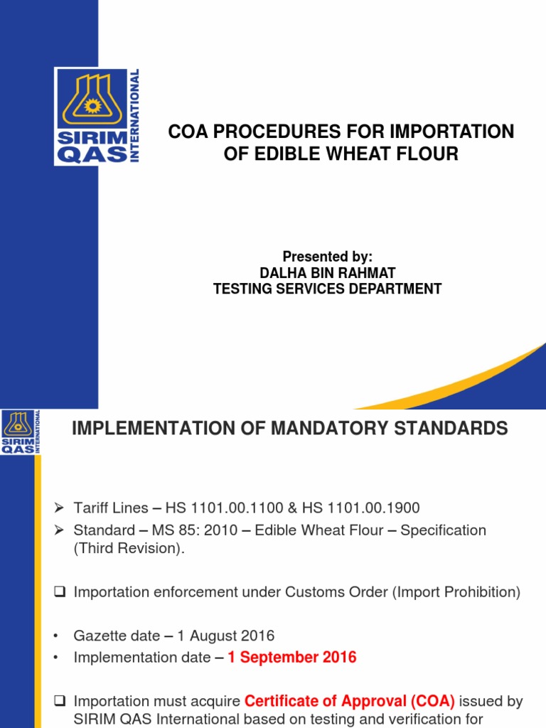 COA Procedures | Flour | Invoice