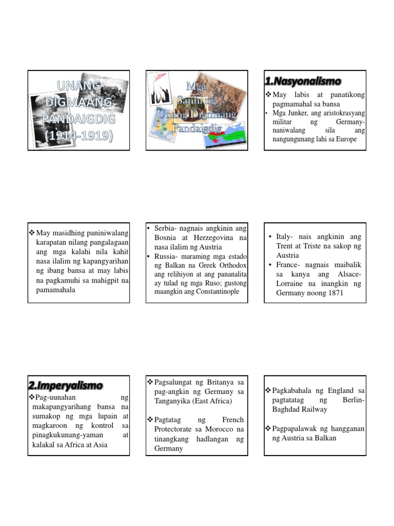 Mga Sanhi NG Unang Digmaang Pandaigdig8 | PDF