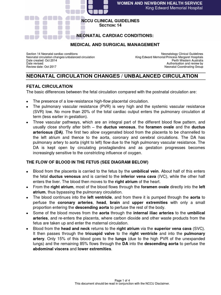 Neonatal Circulation Changes / Unbalanced Circulation: Neonatal Cardiac ...