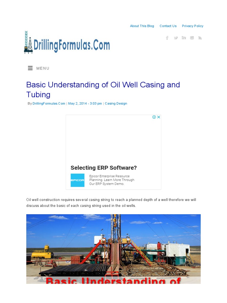 Basic Understanding of Oil Well Casing and Tubing | PDF | Casing ...