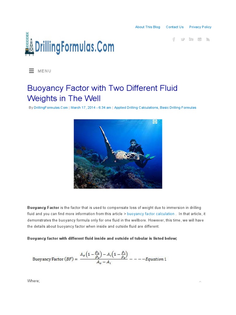 Buoyance Factor | PDF | Casing (Borehole) | Buoyancy