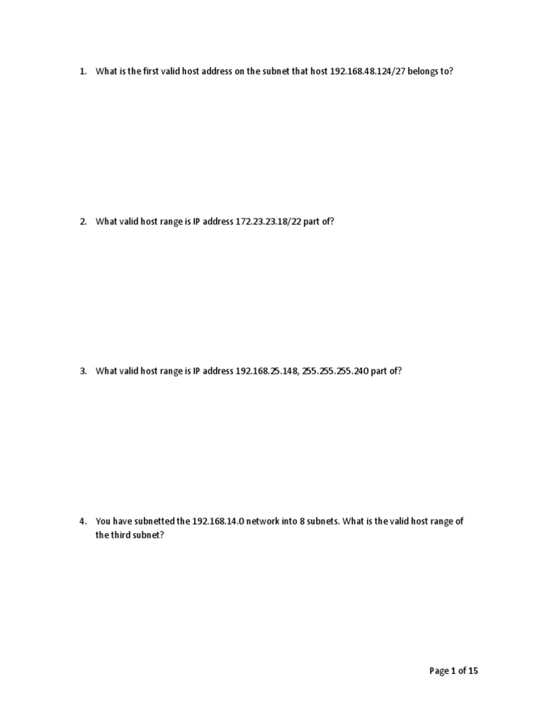 50 Ipv4 Subnetting Practice Questions With Answer Key Pdf Ip Address Cyberspace 