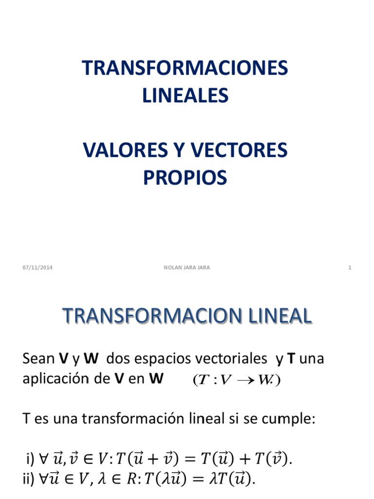 Transformaciones Lineales NJJ | PDF | Valores propios y vectores propios | Matriz (Matemáticas)