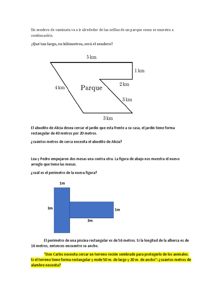 Problemas de perímetro para primaria | PDF