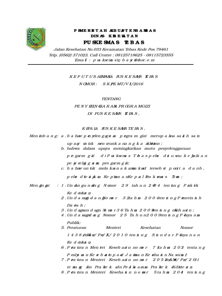 SK Program Gizi | PDF