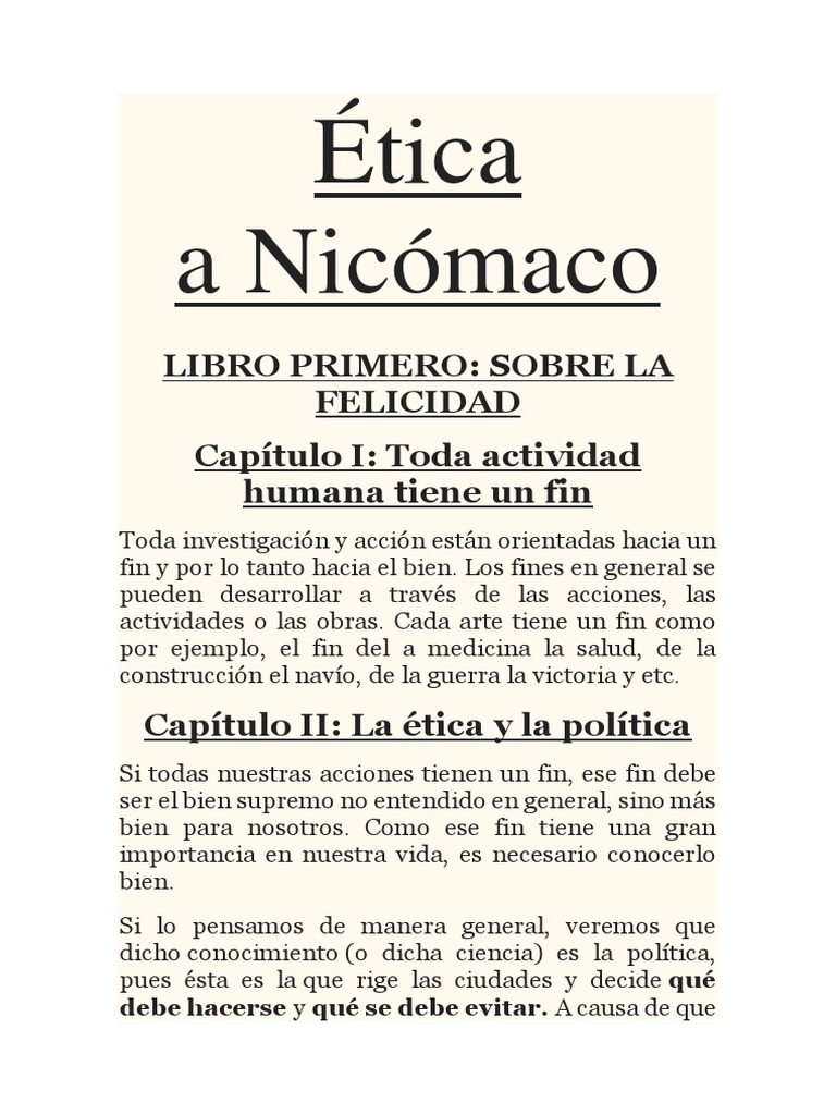 Ética A Nicomaco | PDF | Felicidad | Aristóteles