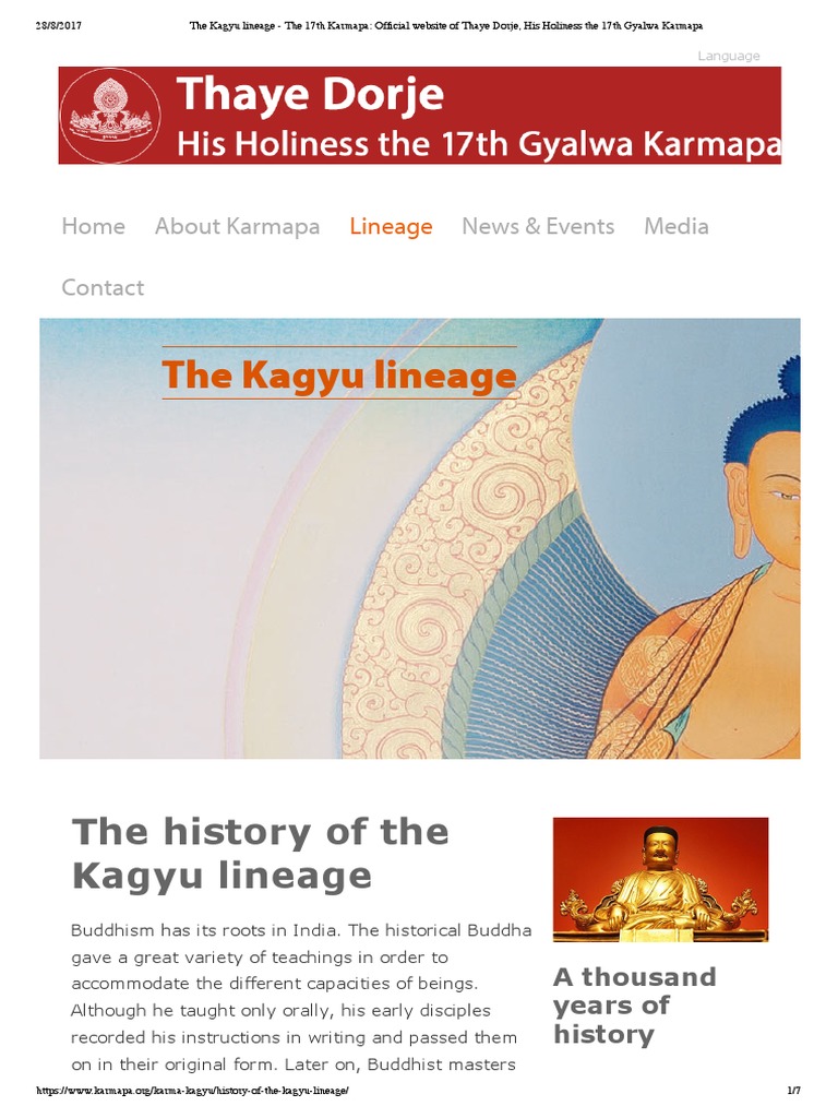 The Kagyu Lineage - The 17th Karmapa - Official Website of Thaye Dorje ...