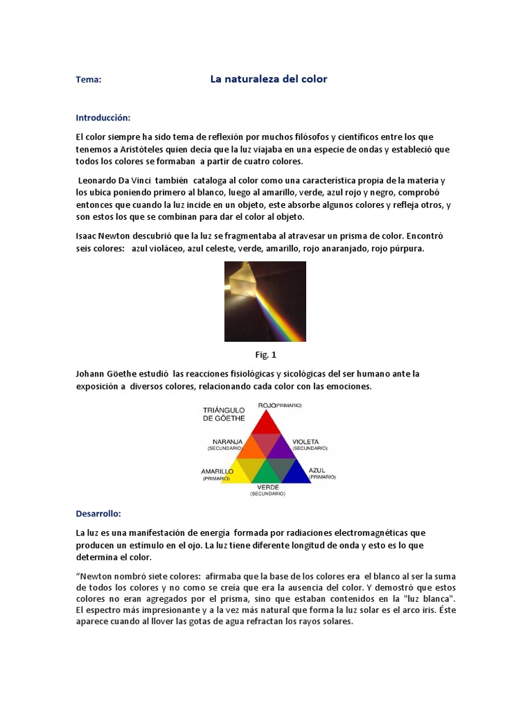 La Naturaleza Del Color | PDF | Absorción (radiación electromagnética ...