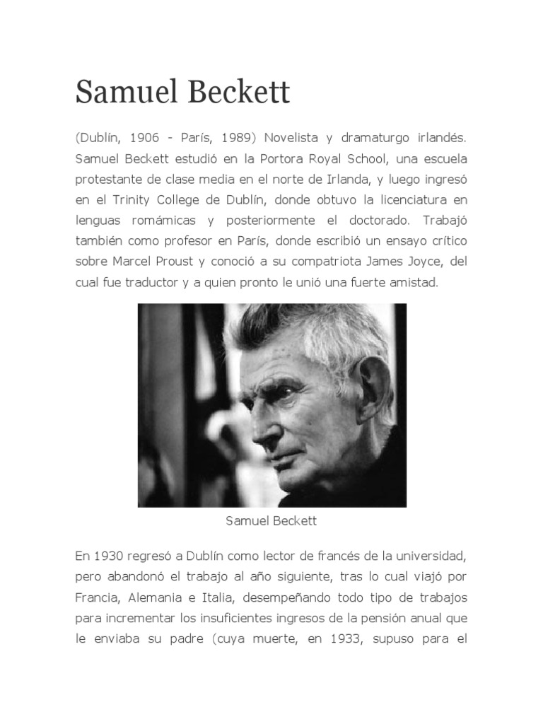 Biografia de Samuel Beckett | Descargar gratis PDF | Samuel Beckett ...