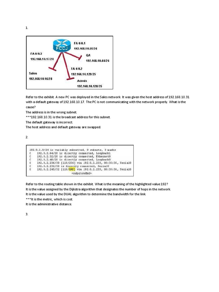 CCNA2 Final Exam1 | PDF