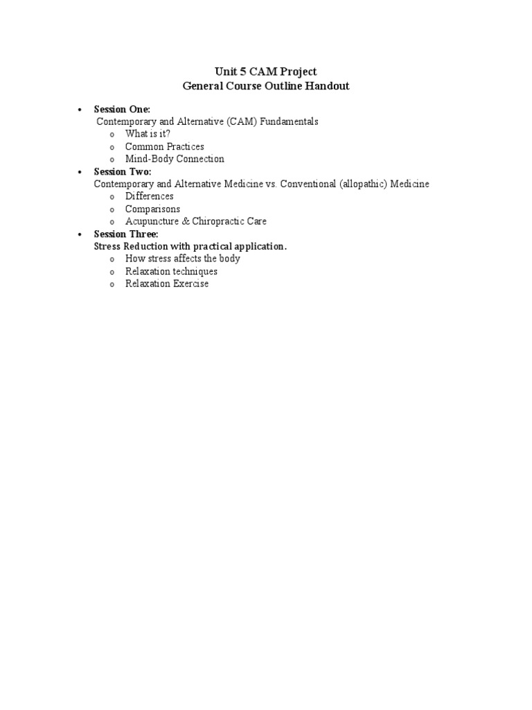 CAM Project Course Outline | PDF