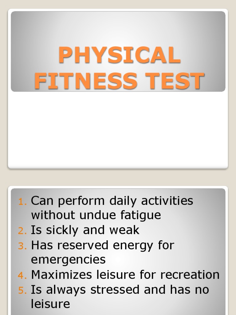 Physical Fitness Test | PDF | Physical Exercise | Recreation