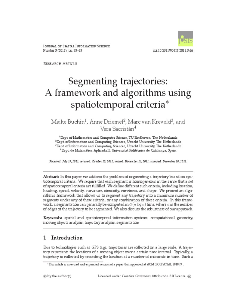 Segmenting Trajectories: A Framework and Algorithms Using Spatiotemporal Criteria | PDF | Image ...