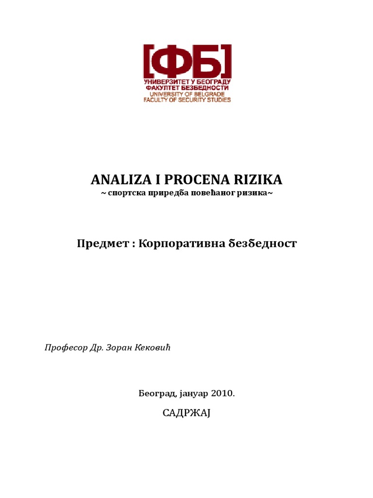 Analiza I Procena Rizika | PDF