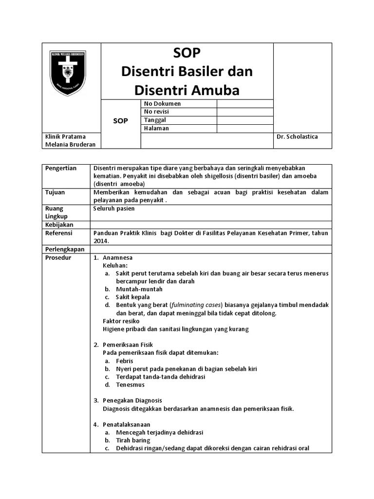 SOP Disentri Basiler & Amuba | PDF