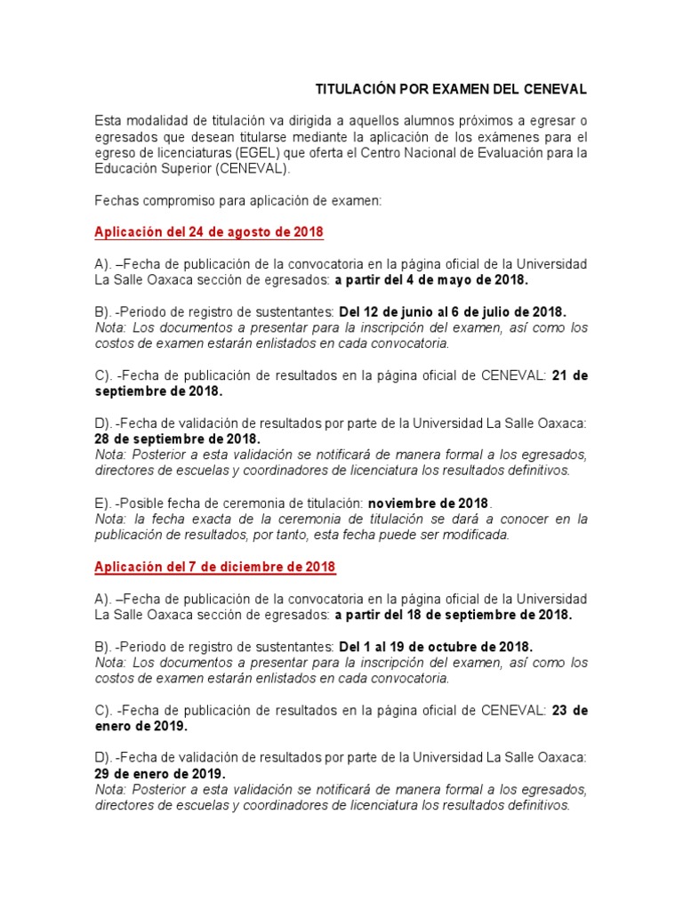 Titulación Por Examen CENEVAL | PDF | Prueba (evaluación) | Ingeniería