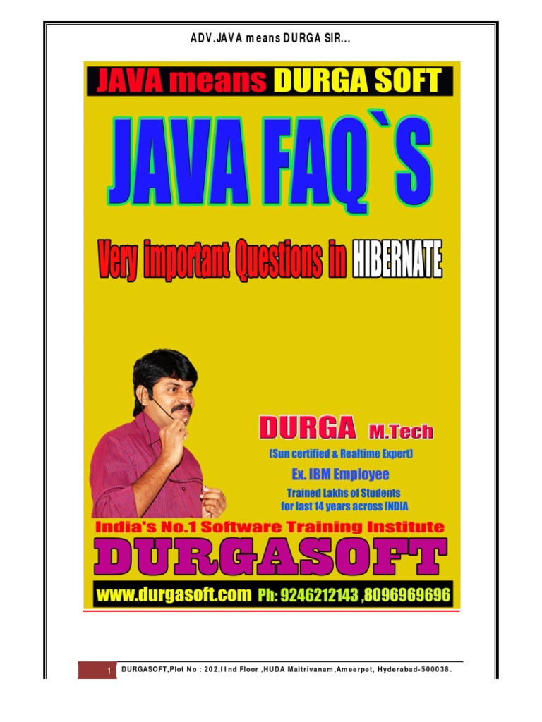 Adv - Java Means Durga Sir... : Durgasoft, Plot No: 202, Iind Floor ...