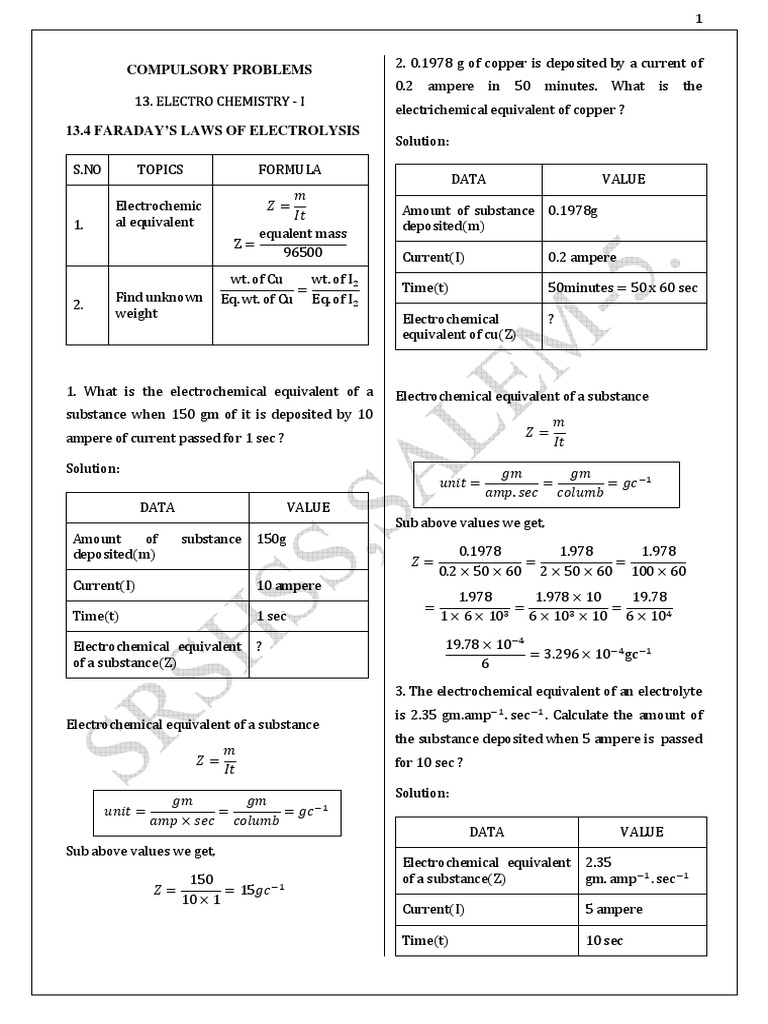 Electro Chemistry Problems | PDF | Ph | Dissociation (Chemistry)