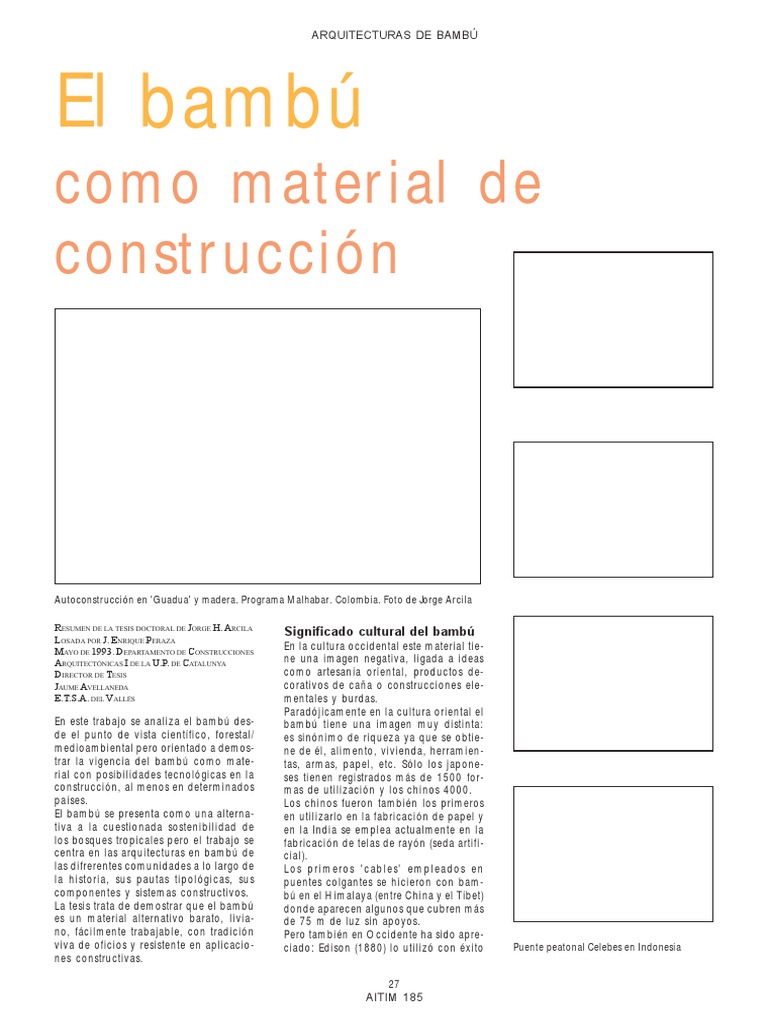 Ventajas del Bambú en Construcción | PDF | Madera | Hormigón
