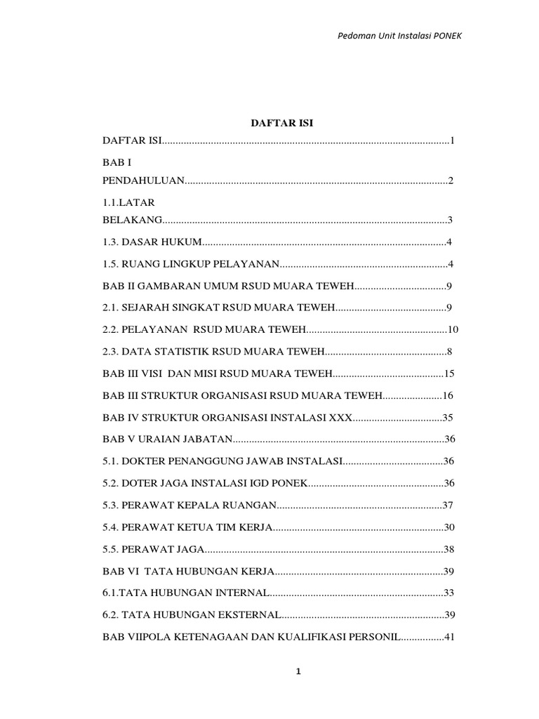 Pedoman Unit Kerja PONEK Final | PDF