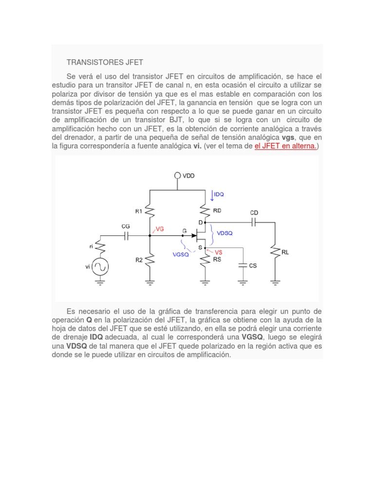 Transistores Jfet | PDF | Transistor | Impedancia eléctrica