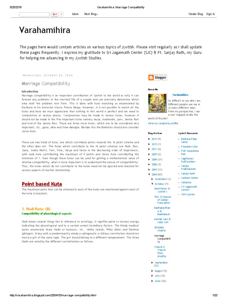 Varahamihira - Marriage Compatibility | PDF | Planets In Astrology ...