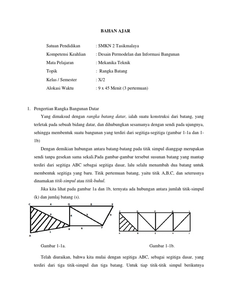 Bahan Ajar + Soal Rangka Batang | PDF