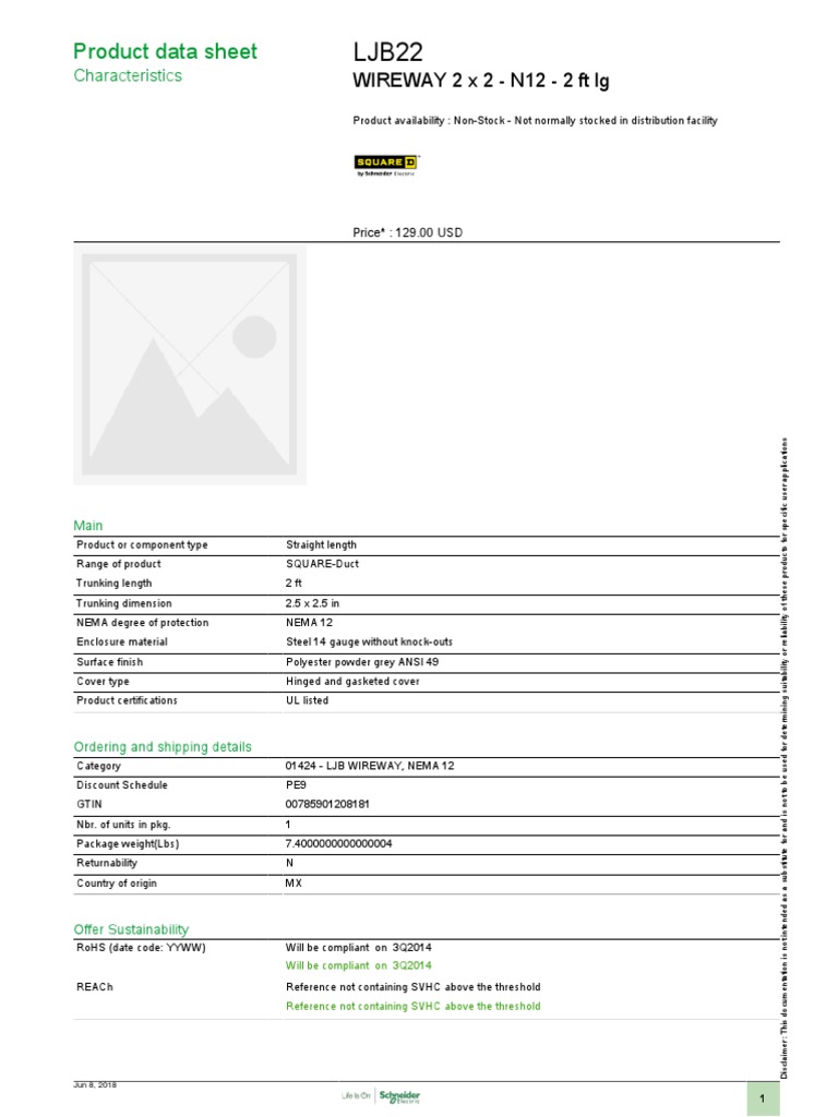 LJB22 Wireway Data Sheet - NEMA 12 | PDF