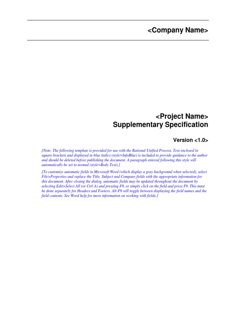 Supplementary Specification | PDF | Specification (Technical Standard ...