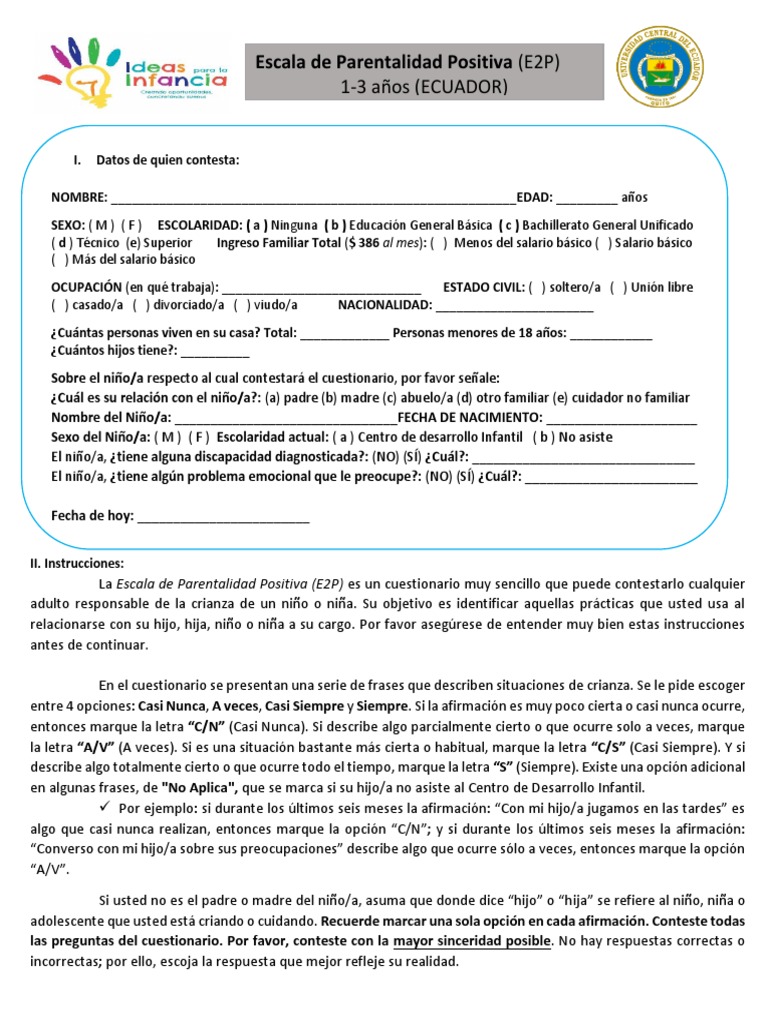Escala E2p Ecuador | PDF | Adultos | Cuestionario