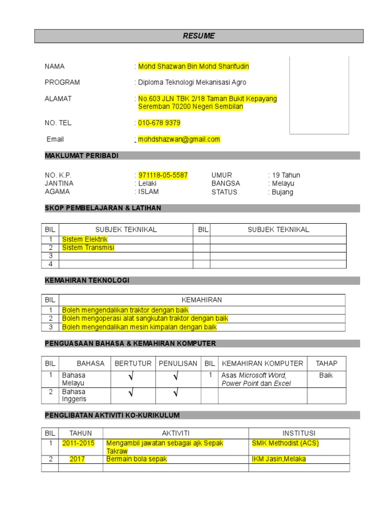 Contoh Resume OJT | PDF