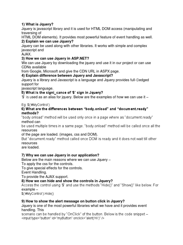 Eg: $ ( #Mycontrol') | PDF | J Query | Ajax (Programming)