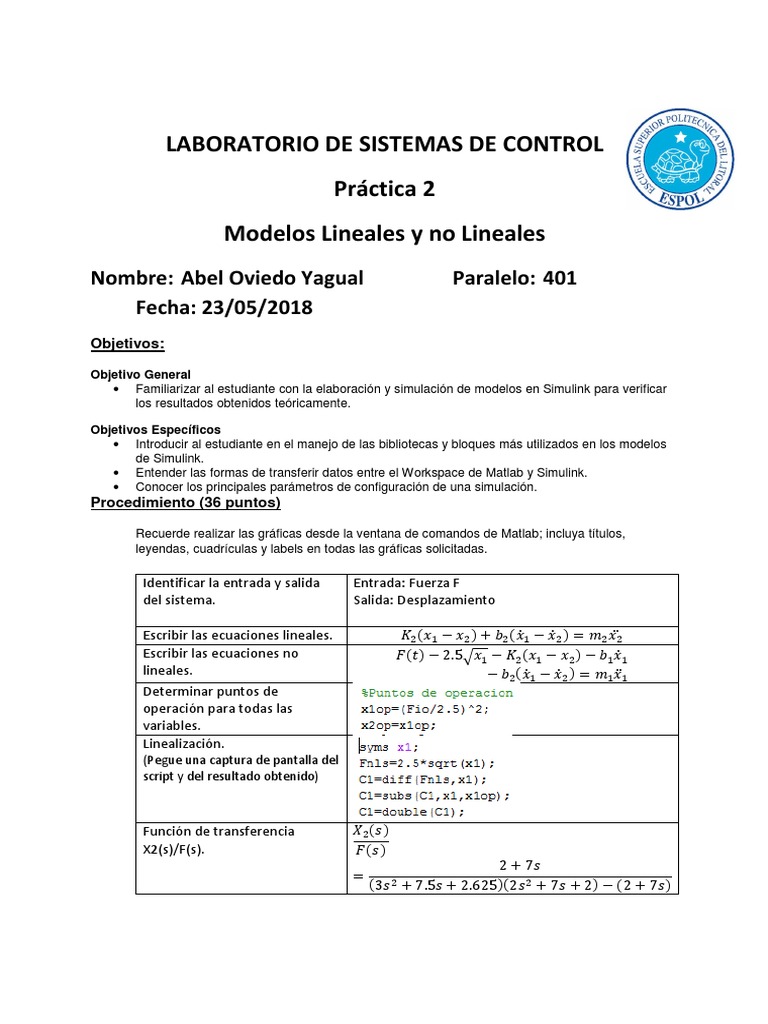 Modelos Lineales y No Lineales | PDF | Sistema de control | Función ...