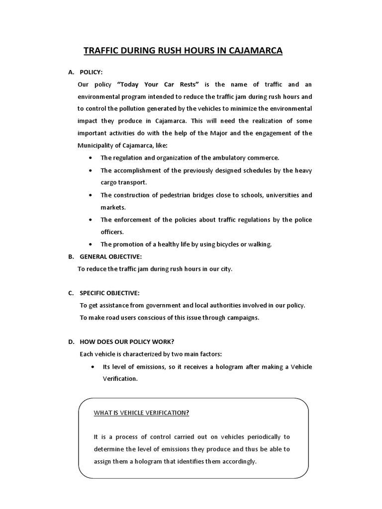 Traffic During Rush Hours | PDF | Traffic | Vehicles